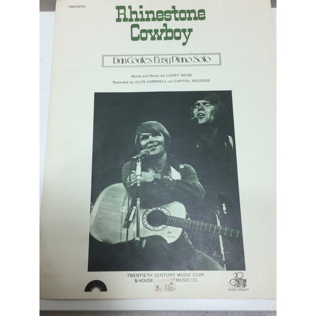Rhinestone Cowboy Piano Solo Vintage Sheet Music 23975 - Etsy