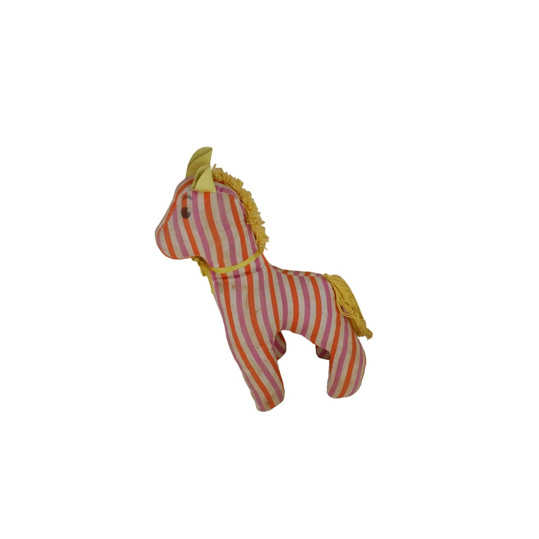 Striped Horse Stuffed Animal Vintage Handmade Carnival Stripe Toy 90897 ...
