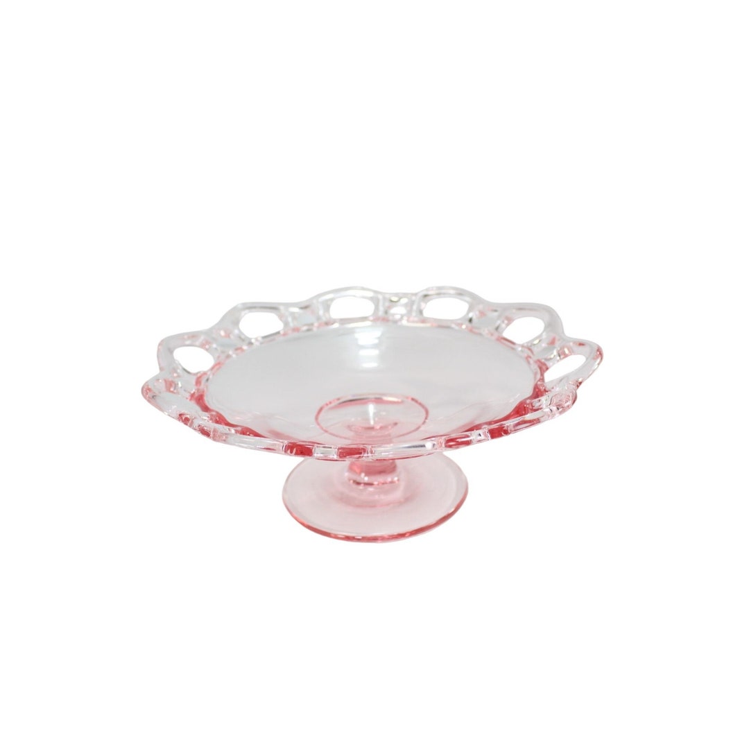 Lancaster Pink Depression Glass Lace Edge Compote Dish Pale 66460 - Etsy