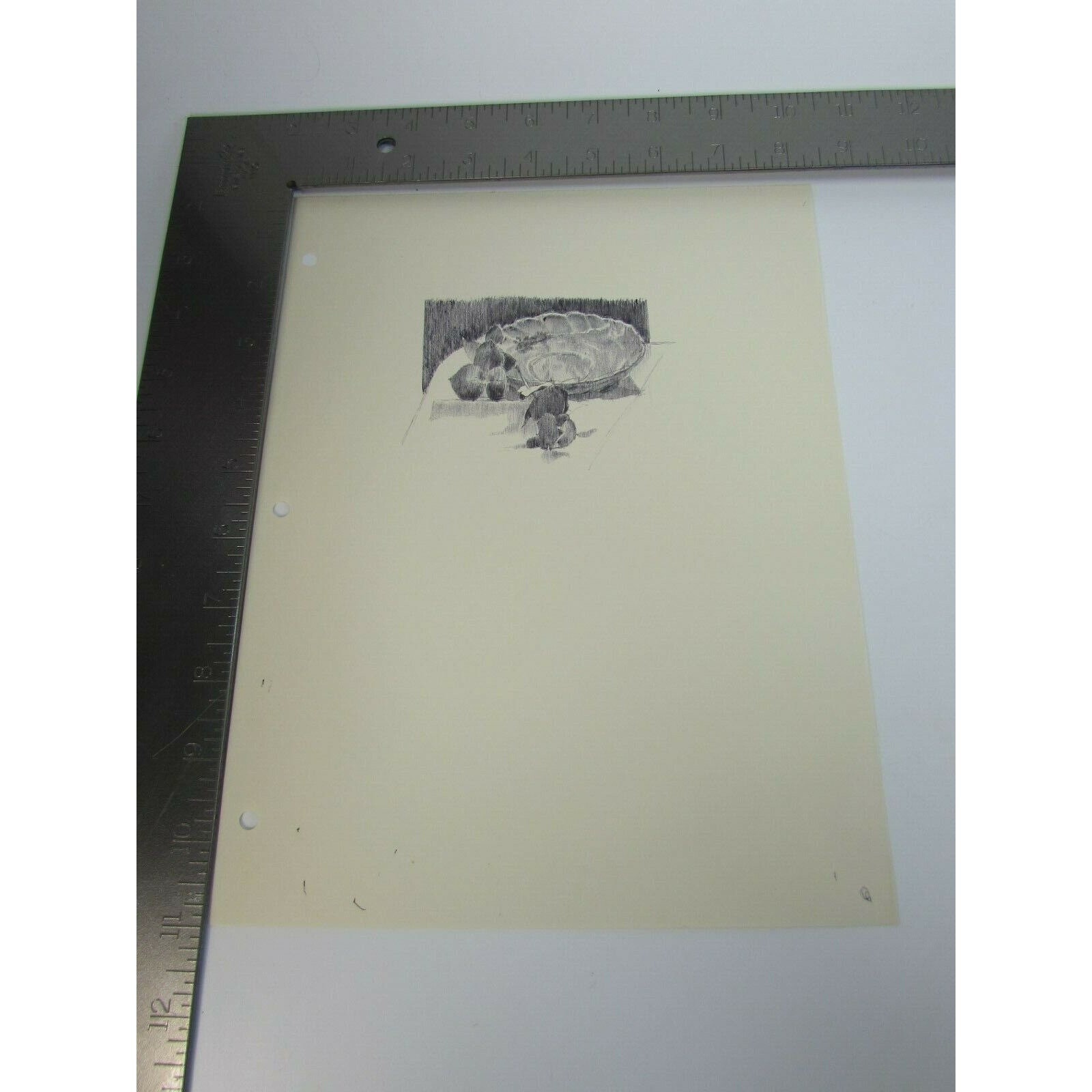 VINTAGE Drawing Still Life Bowl on Table 1976 Artist Susan Wohl 30351 ...