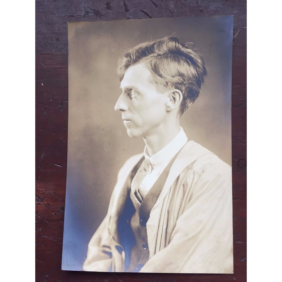 Vintage 1920's Photograph Young Man Lab Coat Studio 21354 Apprentice ...