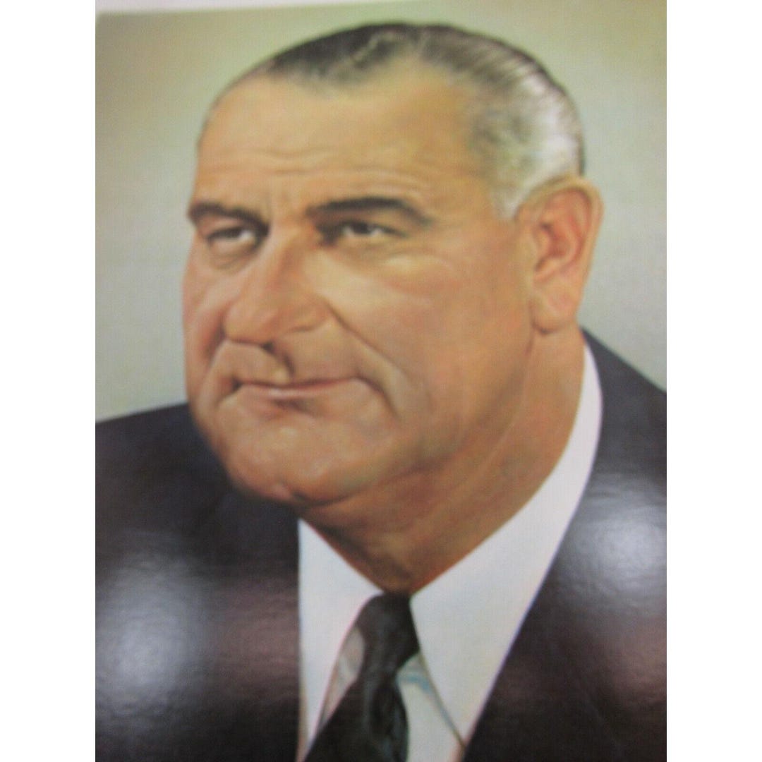 President Lyndon Johnson Portrait Print Sam J Patrick 52749 Vintage - Etsy