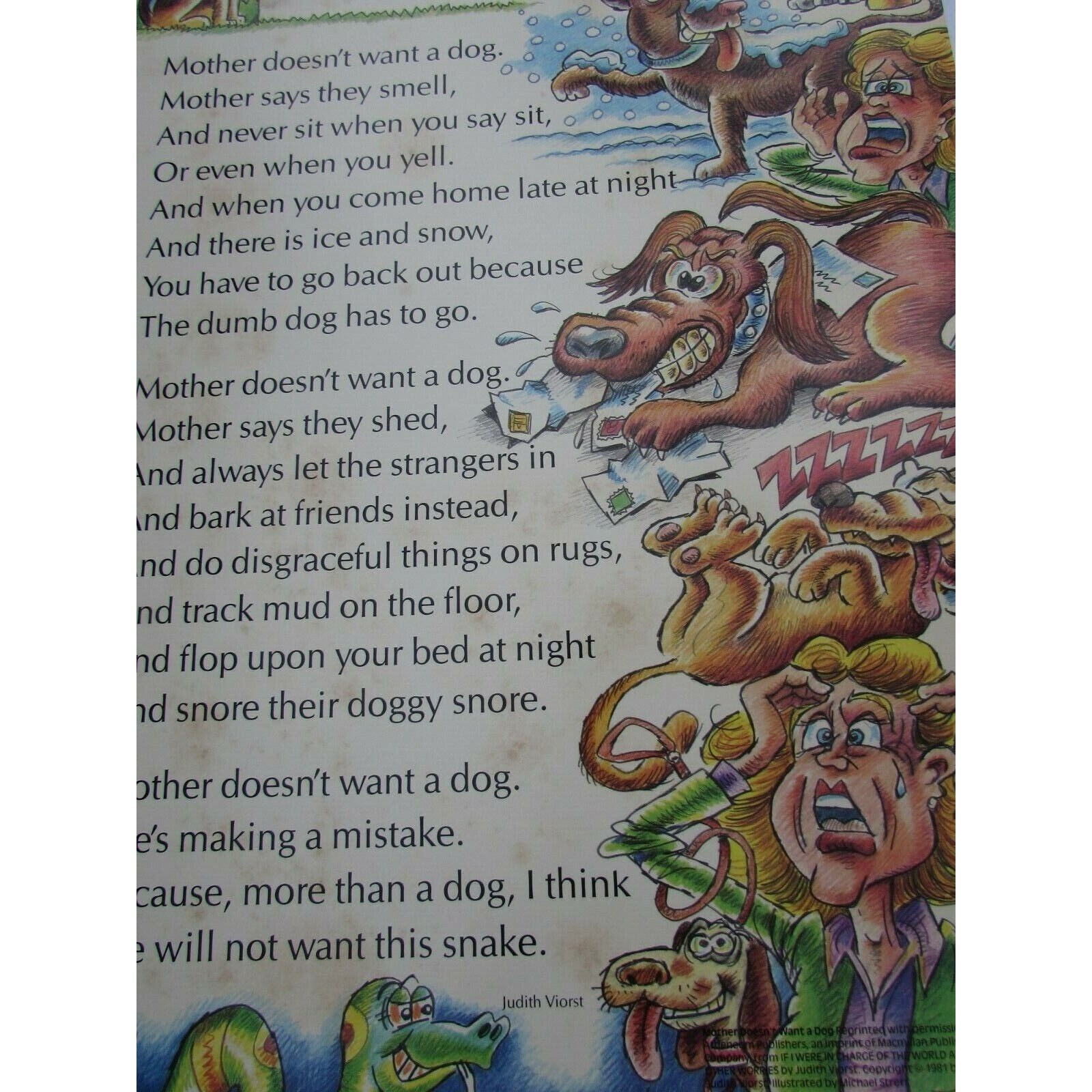 Mother Doesn't Want a Dog School Poster Judith Viorst 30253 Poetry VNTG ...