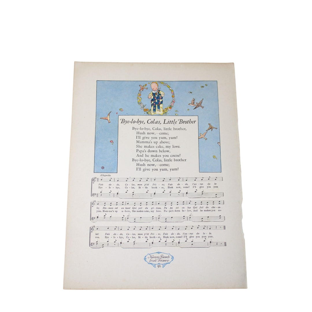 1928 Nursery Rhyme Print France Bye-lo-bye Colas Little Brother 92839 ...