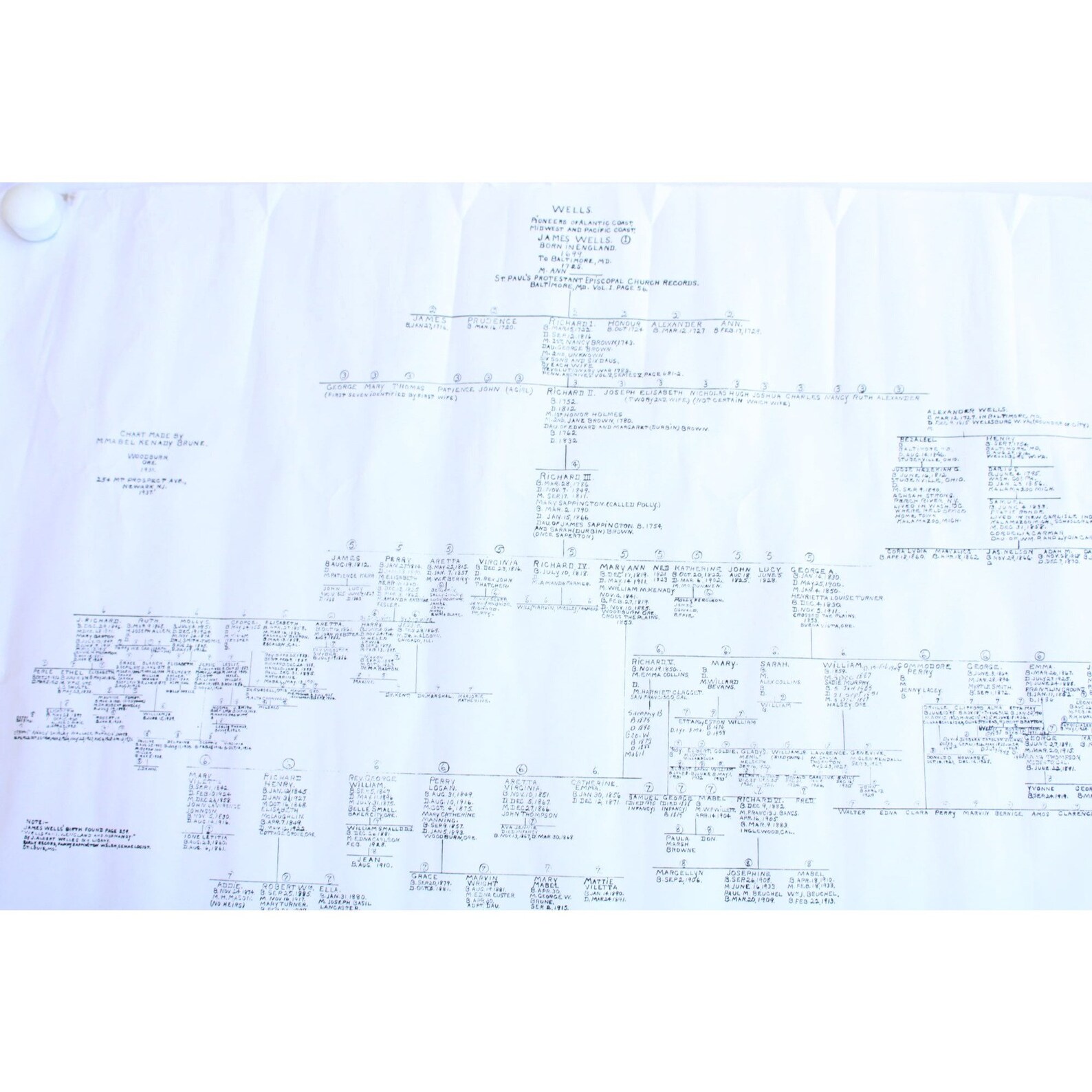 Wells Family Tree Vintage Chart 1933 77480 - Etsy