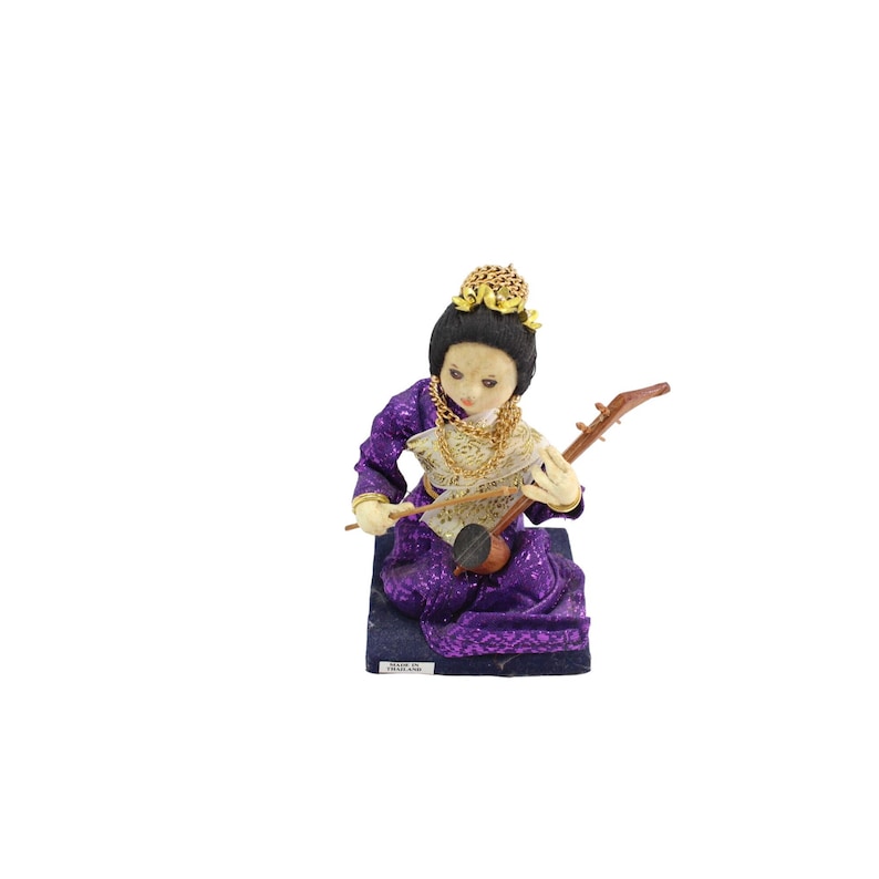 Thailand Doll Purple Brocade Thai Girl Playing Alto Fiddle 88640 ...