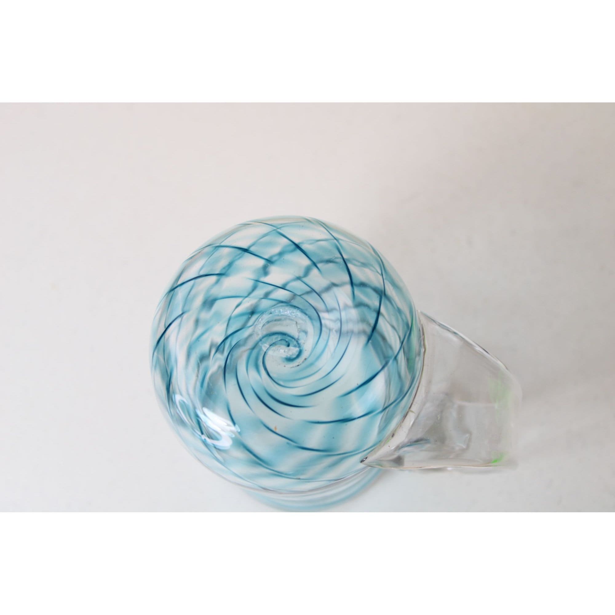 Aqua Blue Swirl Glass Mug Twist Ripple Vintage 91396 Signed Wisp Hand ...