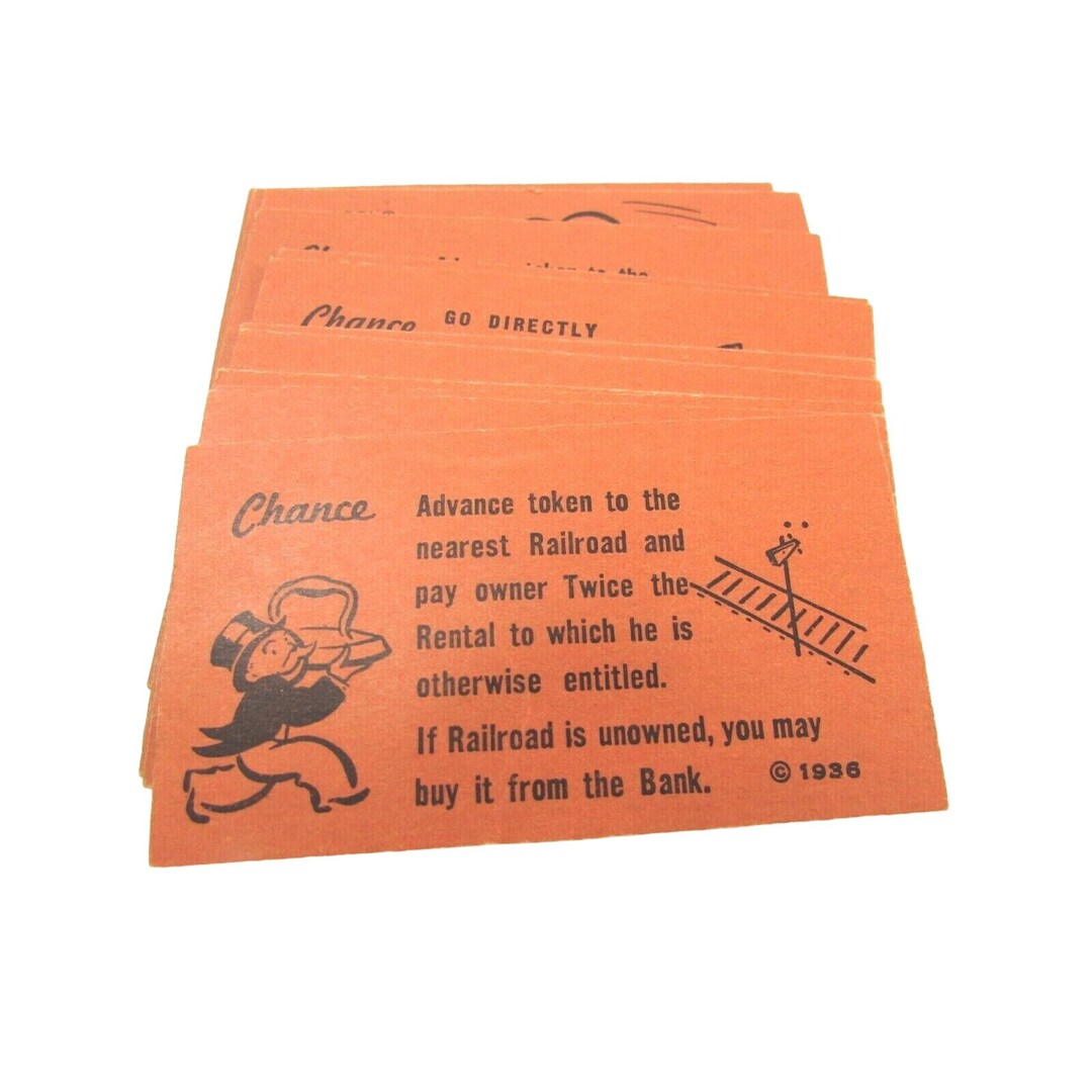 Vintage Monopoly Chance Cards Orange 1960s 31972 - Etsy