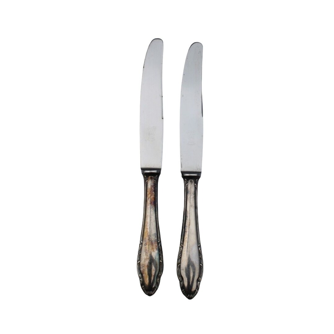2 Vintage Wellner Germany Silverplate Dinner Knife Stainless Blade ...