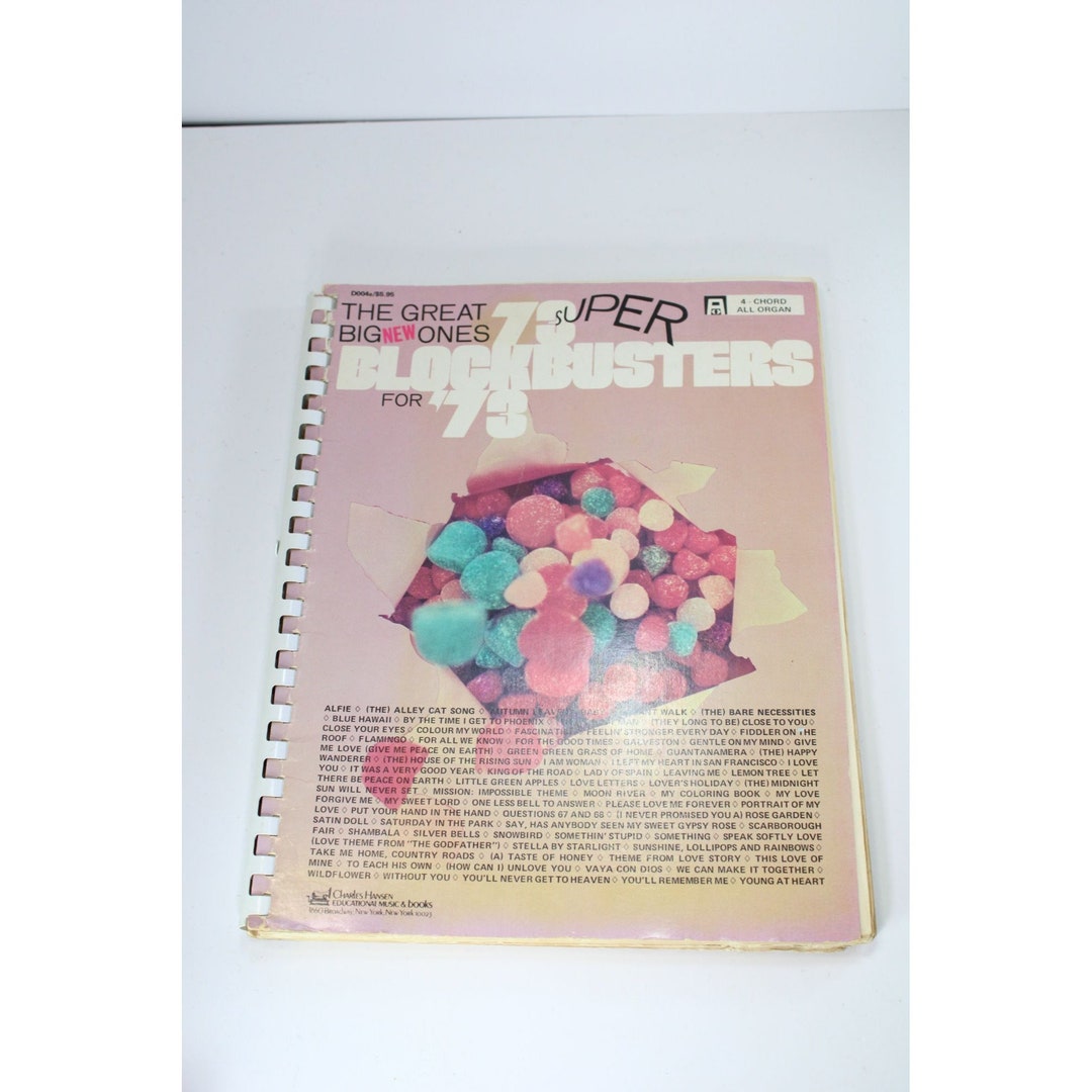 73 Blockbusters Song Book Sheet Music All Organ 1973 66472 - Etsy