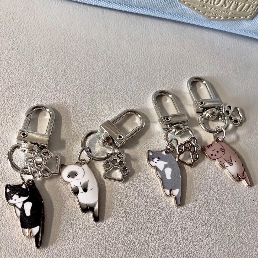 Adorable Cute Cat Mini Keychain, Kawaii Cat Key Ring for Backpacks and ...