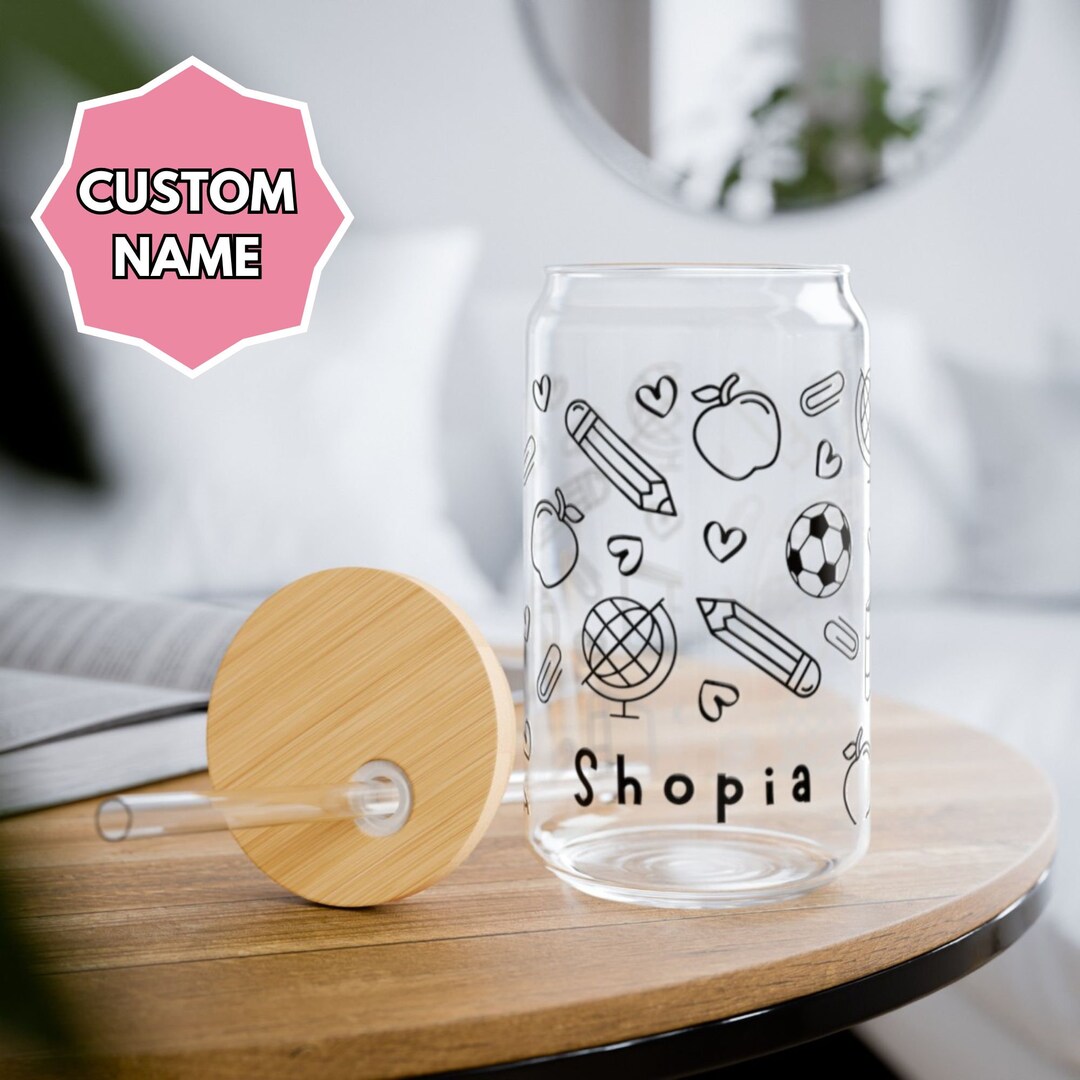 Personalized Kids Sipper Glass, Custom Name Kids Glass, 16oz Glasses ...