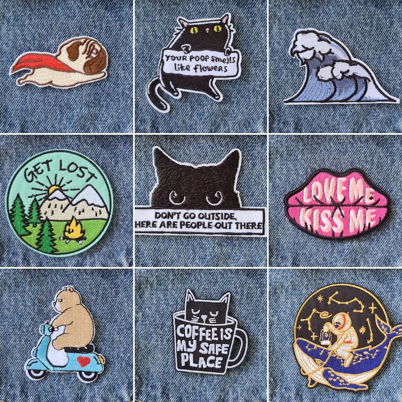 Cute Cat Tabby Cat Patch Embroidered Iron on Patch, Patches for Jackets ...