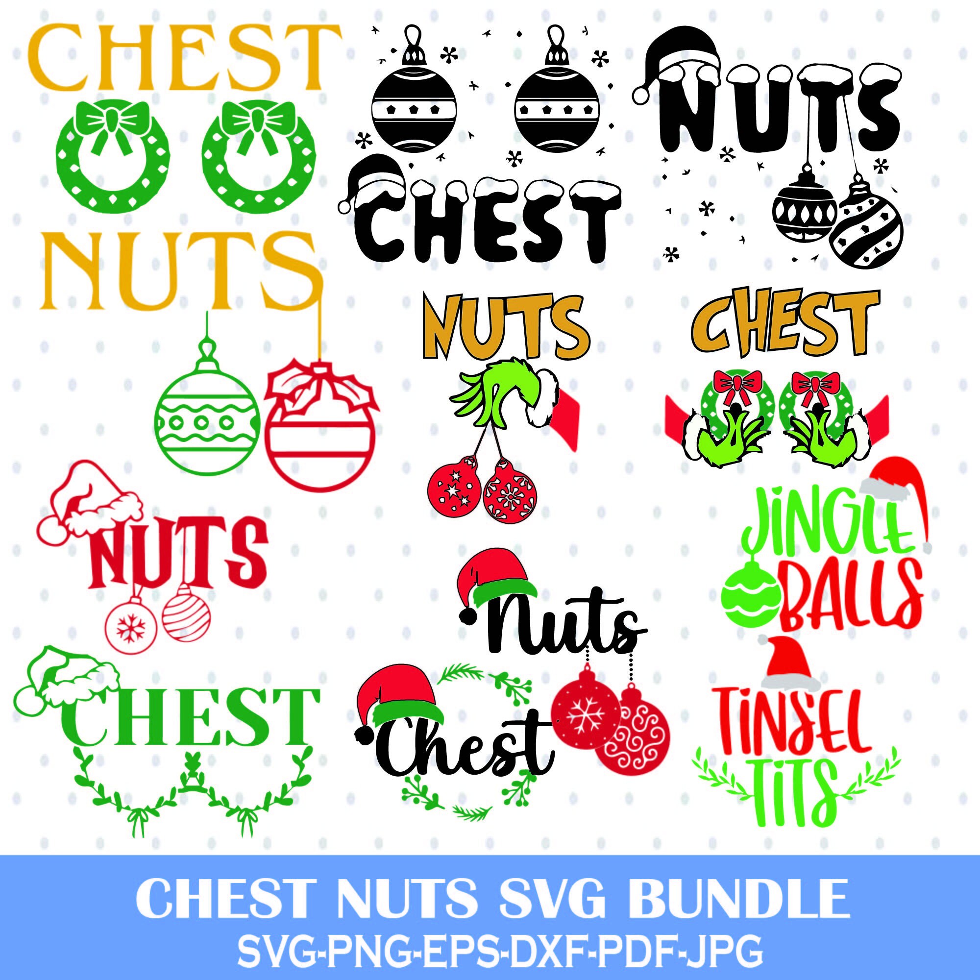 Chest Nuts SVG, PNG, Jingle Balls Svg, Christmas Couple Shirts, His and ...
