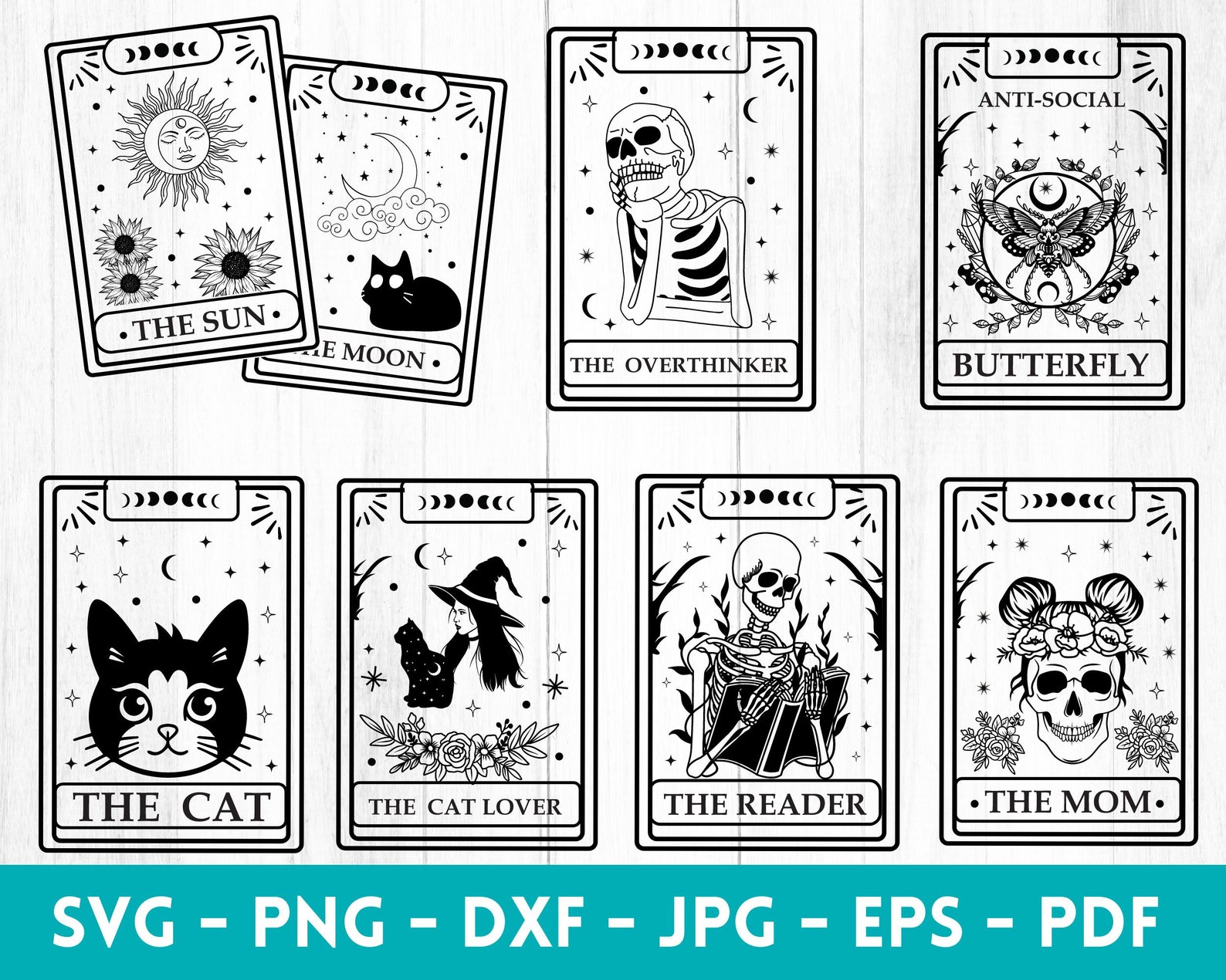 Funny Tarot Cards Bundle SVG, Tarot Cards Svg, Skeleton Lovers Svg ...