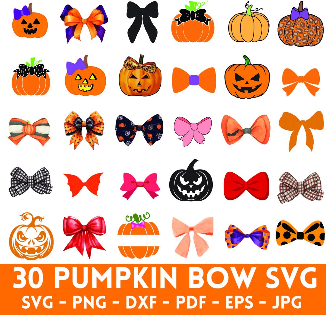 Pumpkin SVG Bundle, Fall Pumpkin Svg, Retro Fall Pumpkin Bow Png, Fall ...