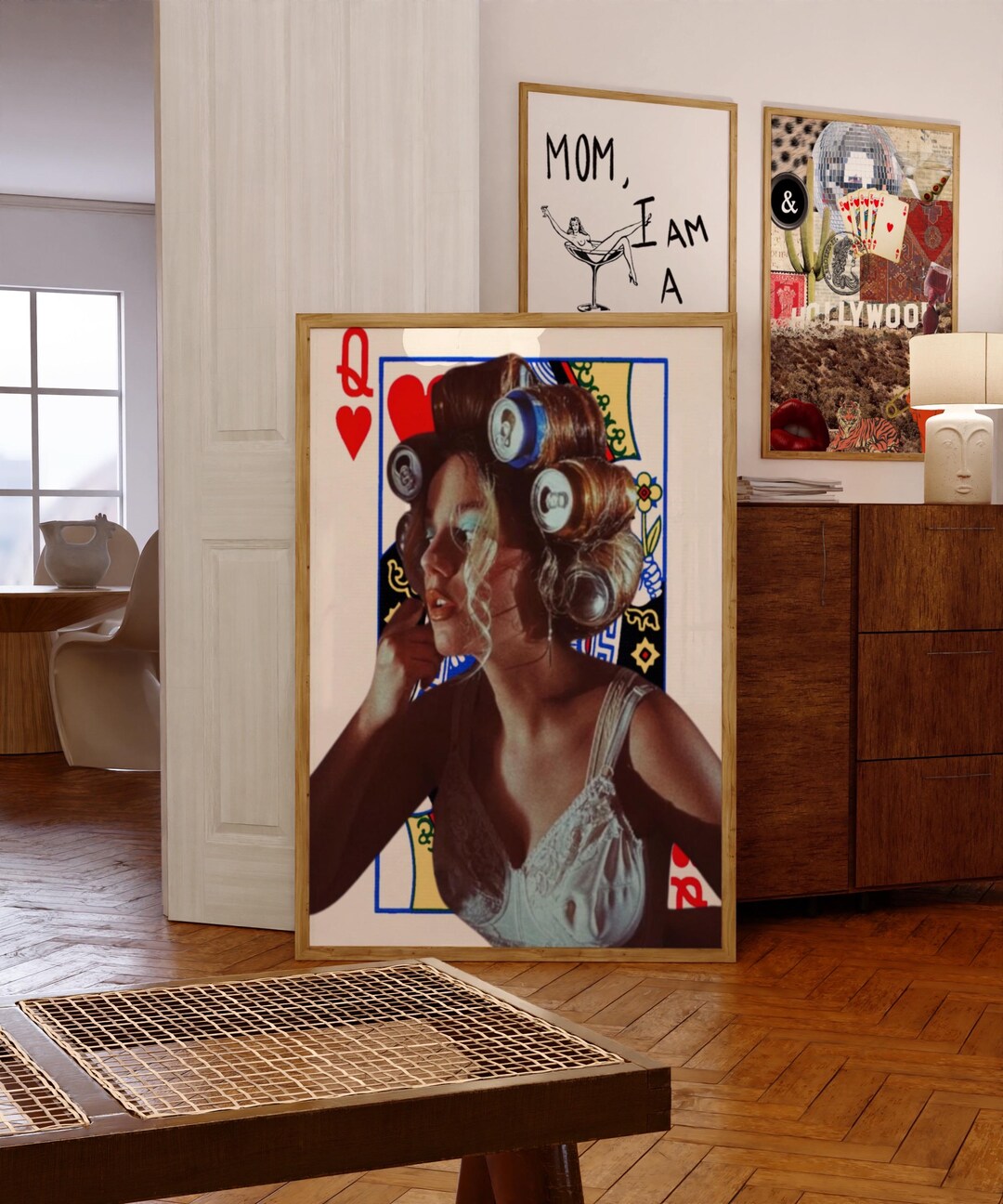 Retro 70s Playing Card Art Set of 2 Options King and Queen Printable ...