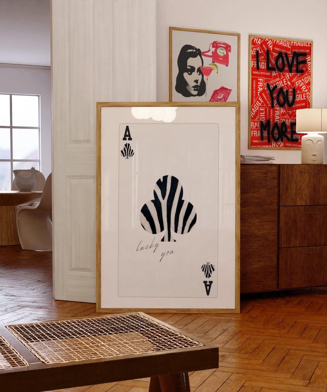 Playing Cards Clubs Zebra Animal Print Printable Wall Art Poster ...