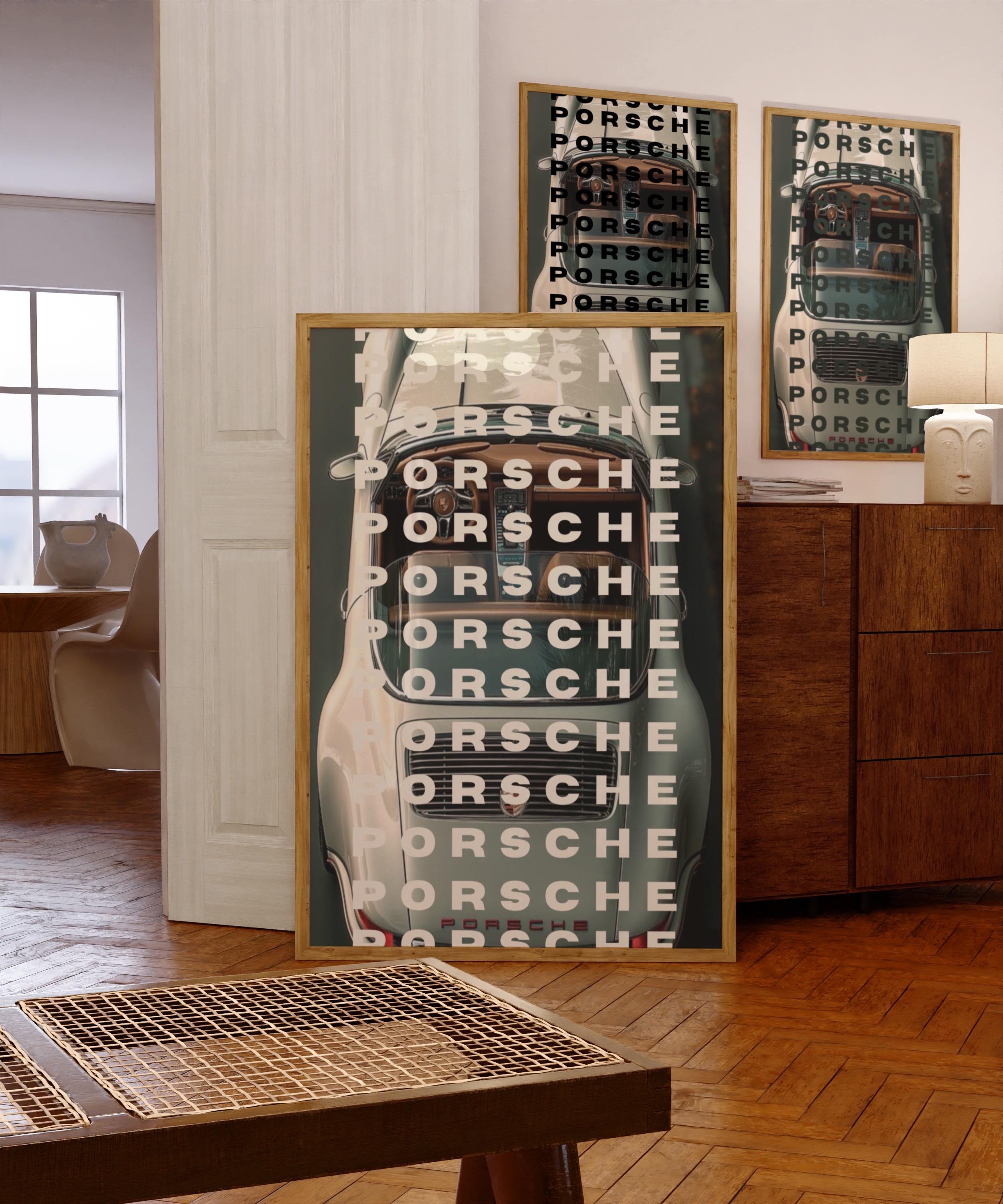 Porsche Typography Printable Wall Art Decor Poster Black, Cream, Brown ...