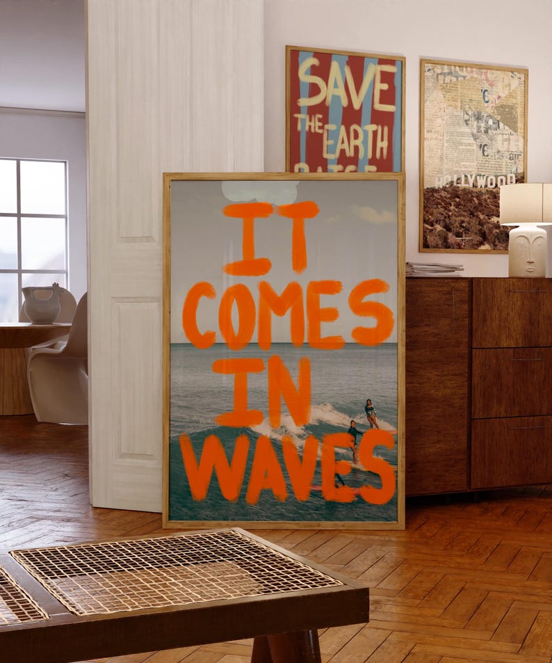 It Comes in Waves Surf Beach Coastal Printable Wall Art Poster Downloadable Files Typography - Etsy