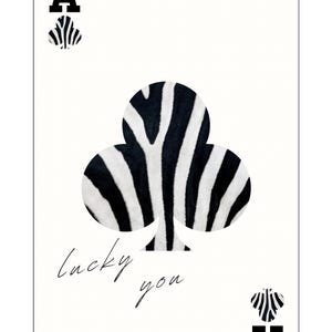 Playing Cards Clubs Zebra Animal Print Printable Wall Art Poster ...