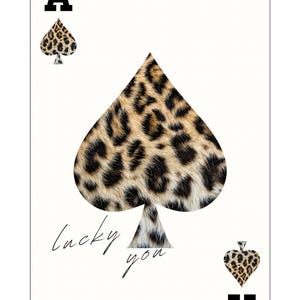 Playing Card Spades Cheetah Print Lucky You Printable Wall Art ...