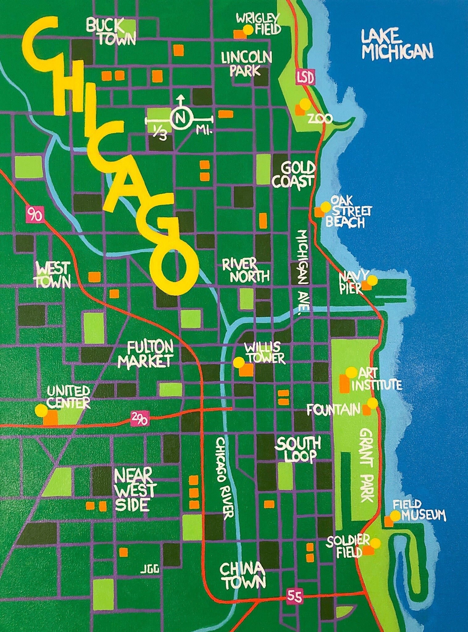 Chicago Art Map Print - Etsy
