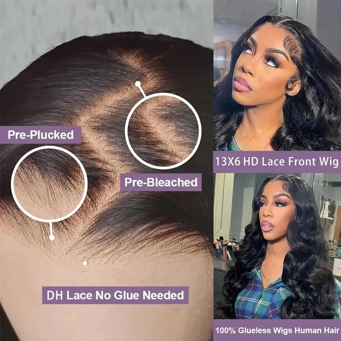 180 Density 20 Inch Transparent HD Lace Frontal Body Wave Wigs Human ...