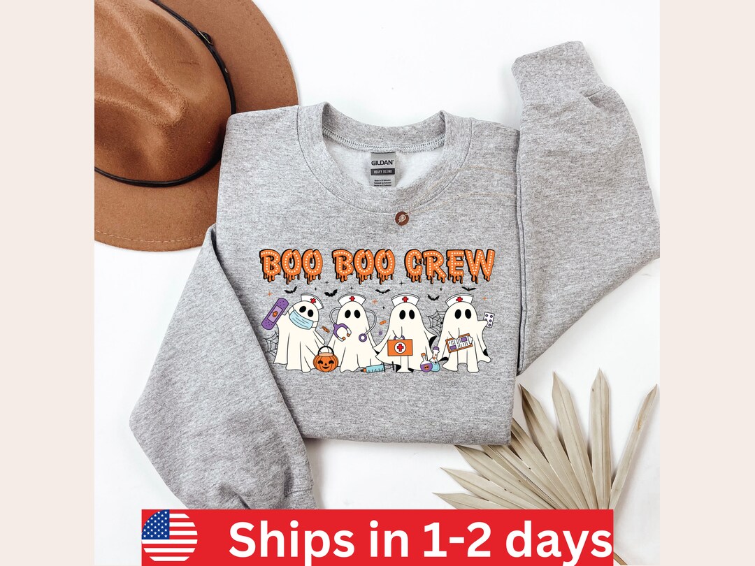 Boo Boo Crew Halloween Ghost Nurse Sweatshirt, Nurse Gift for Women ...