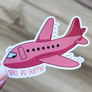 Cute Pink Airplane Travel Sticker, "girl Be Trippin'" Decal - Etsy