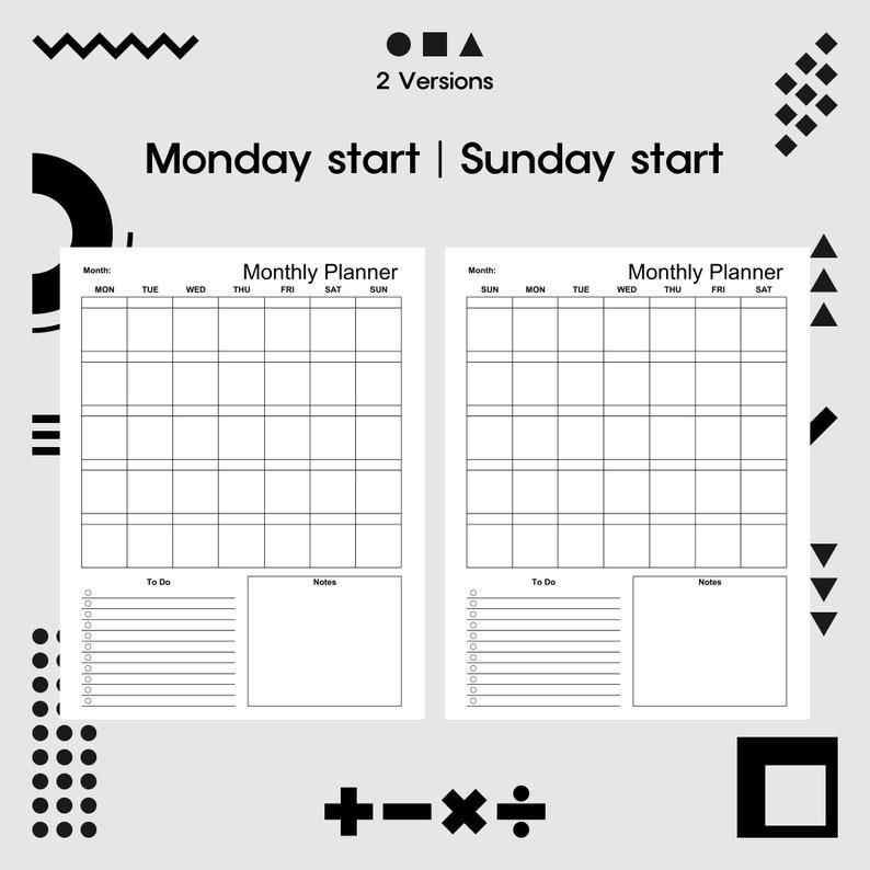Monthly Planner Printable, Printable Planner, Minimalist Planner ...