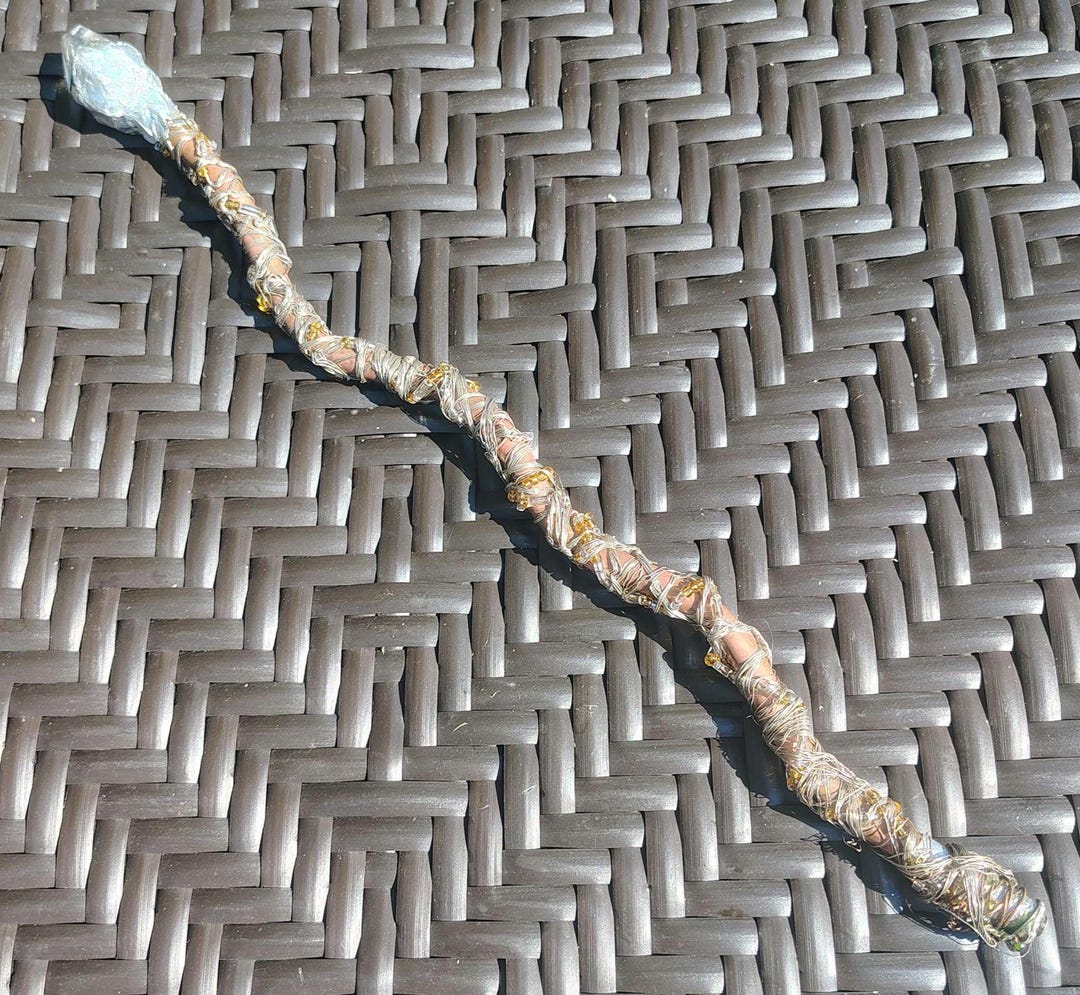 Hand-carved Magick Wand| Upcycled Copper & Jewelry Findings, Wire Bead ...