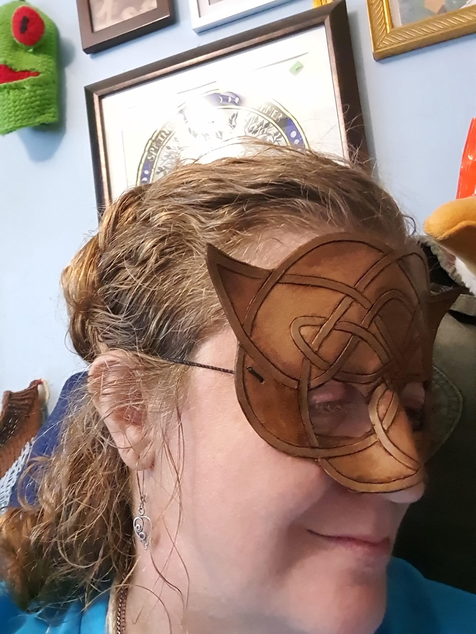 Leather Celtic Knot Cat Mask. New. OOAK. Brown and Bronze Color ...