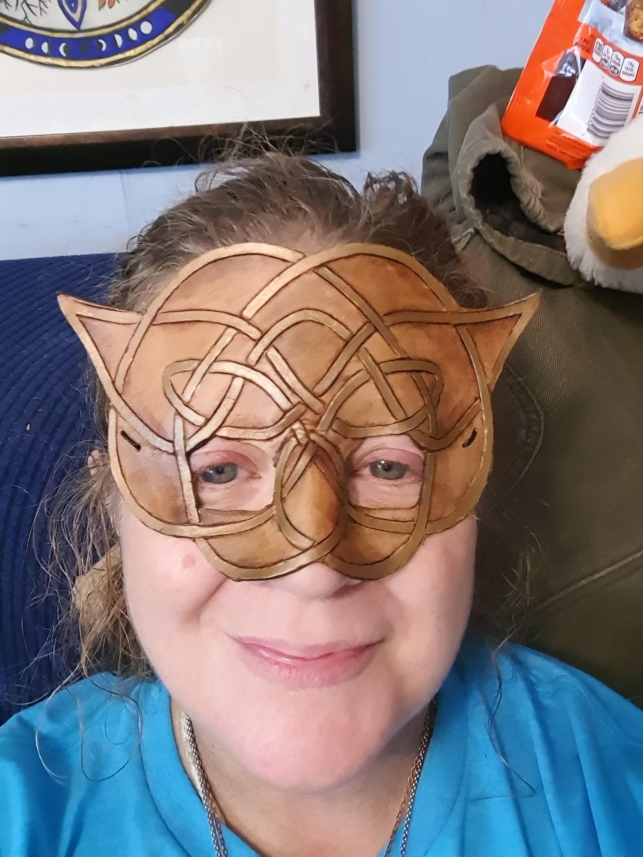 Leather Celtic Knot Cat Mask. New. OOAK. Brown and Bronze Color ...