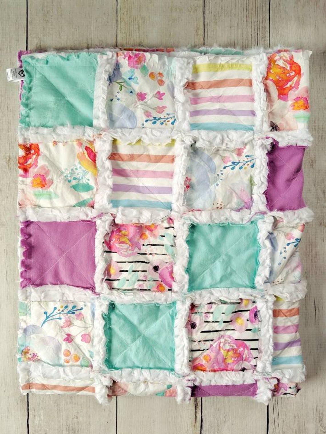 Bright Neon Floral Baby Quilt Crib Quilt for Baby Girl | Etsy
