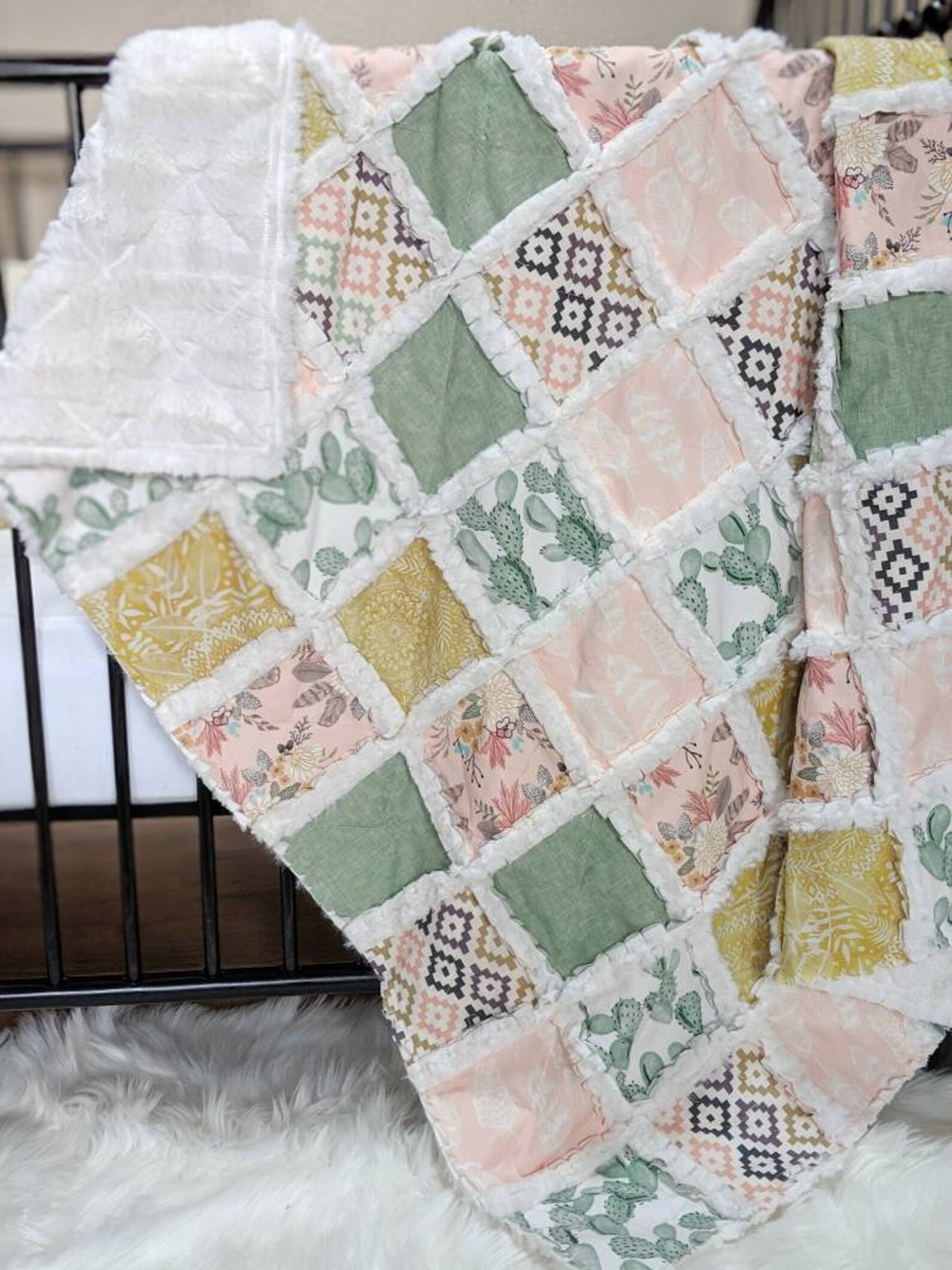Southwest Cactus Floral Baby Quilt Cactus Crib Quilt for - Etsy
