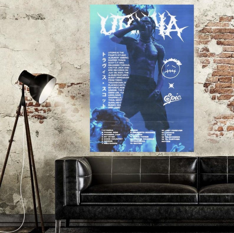Travis Scott Poster, Travis Scott Wall Art, Music Poster, Spotify ...
