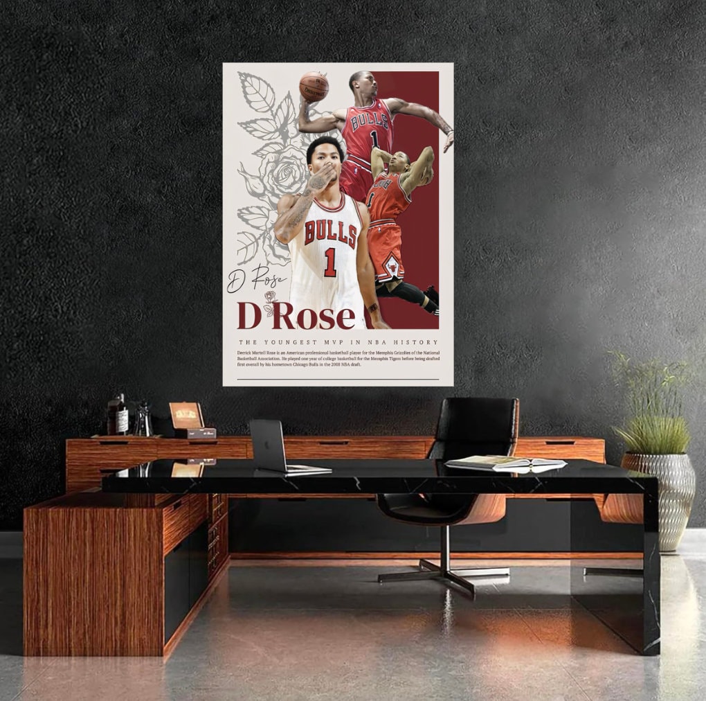 Signed Derrick Rose Poster, Chicago Bulls, NBA Poster, Sports Poster ...