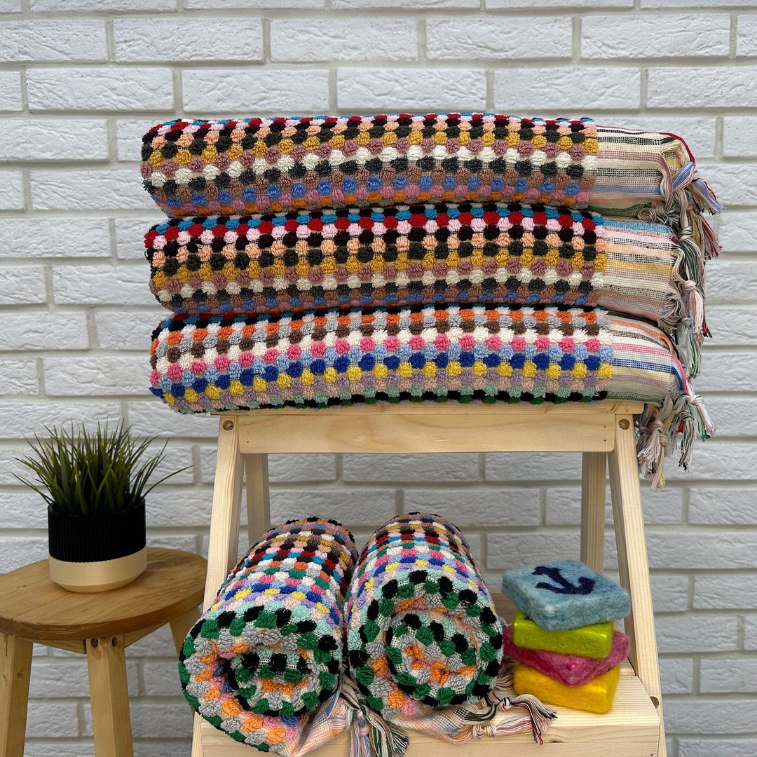 Multicolor Turkish Towel 35x70", Personalized Turkish Towel, Beach ...