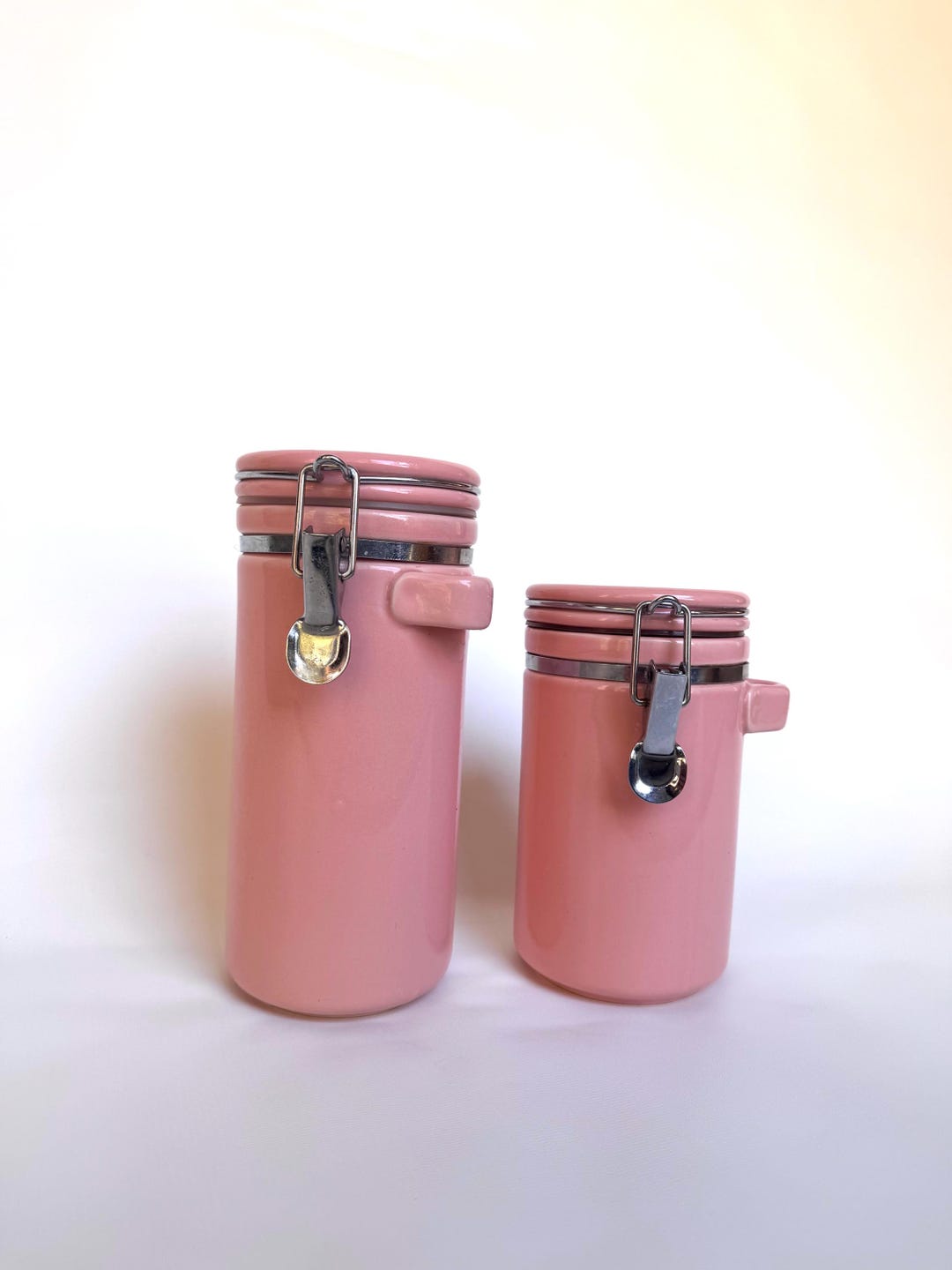 Vintage 1980s Pastel Pink Himark, Taiwan Canisters Set of Two, Metal ...