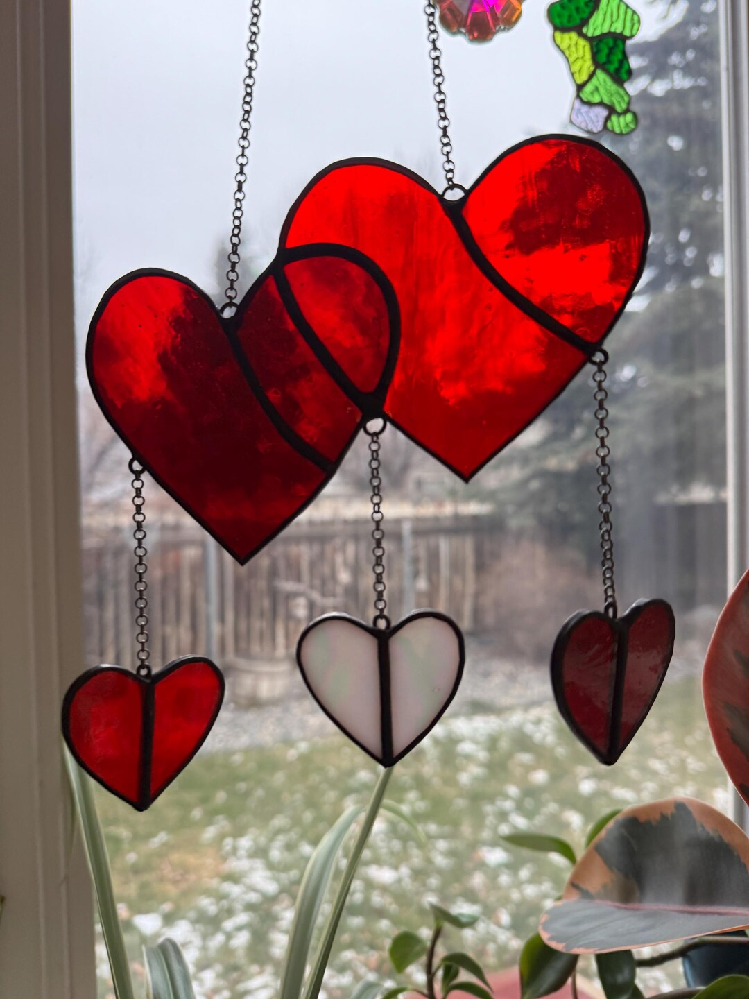 Hearts Galore Stained Glass Suncatcher | Valentine's Day Stained Glass ...