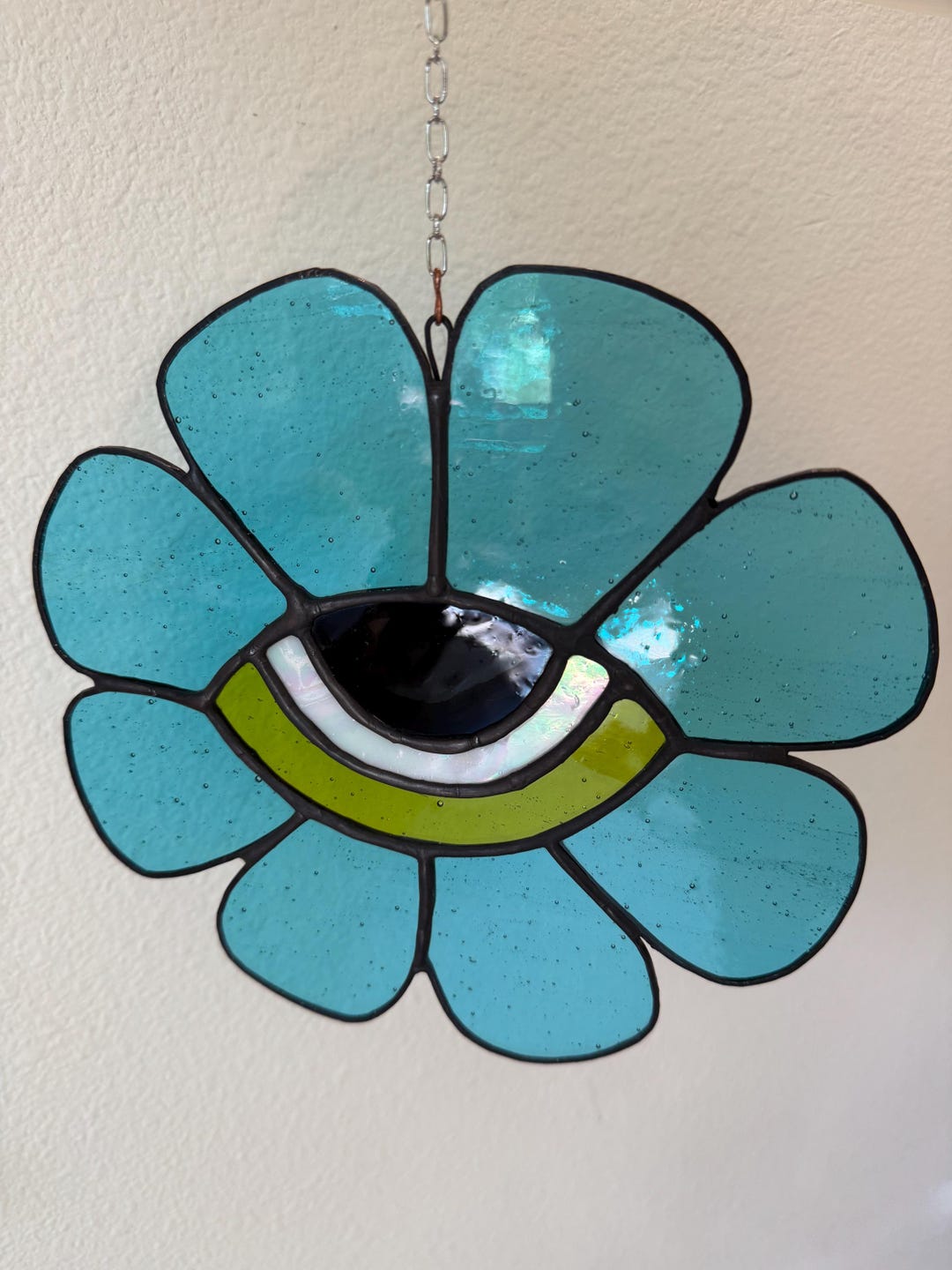 Eye See You Daisy Stained Glass | Eye Flower Suncatcher | Blue Daisy ...