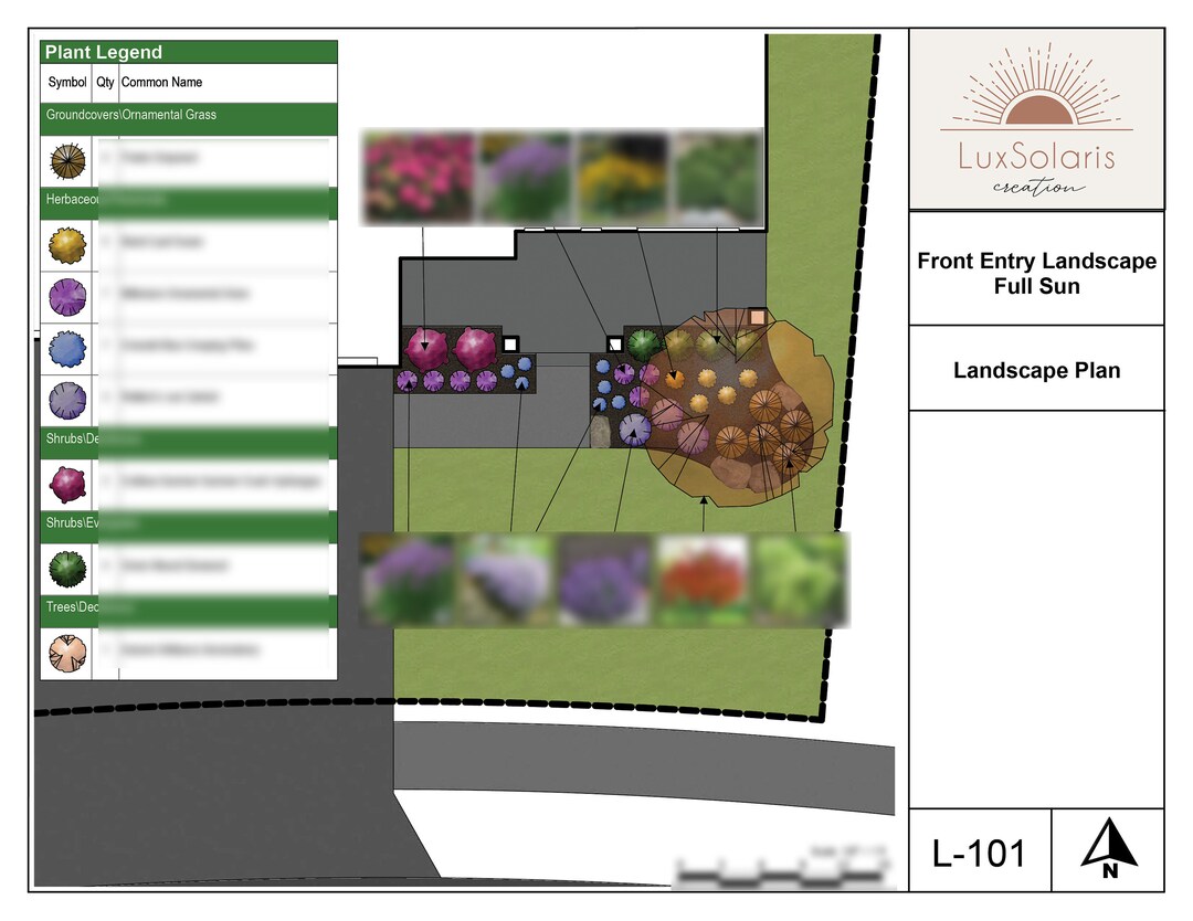 Full Sun Entry Landscape | Zones 4-8 | Beautiful Premade Landscape ...