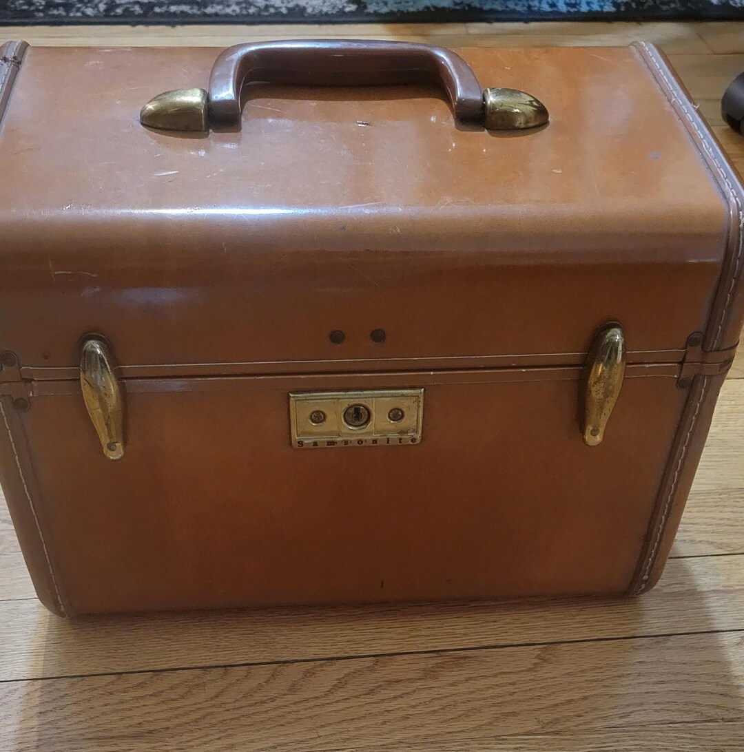 Vintage Samsonite Schwayder TRAIN CASE Streamlite Brown Luggage Locks ...
