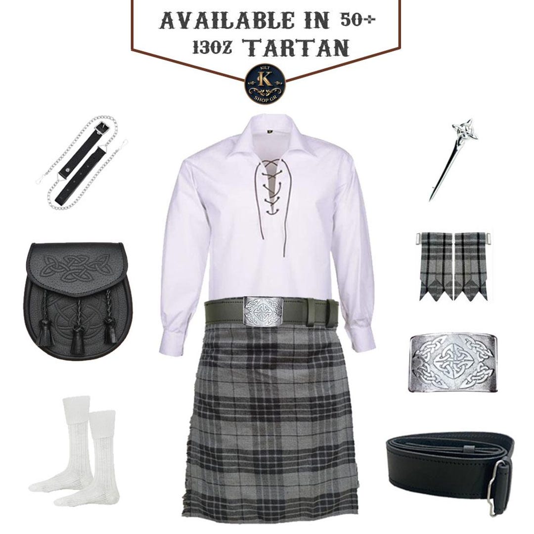 Scottish Casual 8 Pieces Kilt Set Avail in 50+ Clan Tartans Men's ...