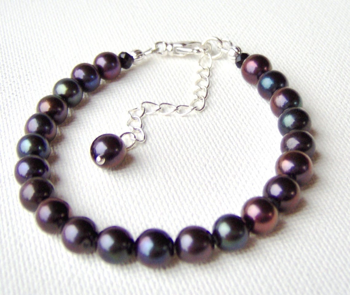 Peacock Pearl Bracelet Freshwater Pearl Bracelet Black Etsy