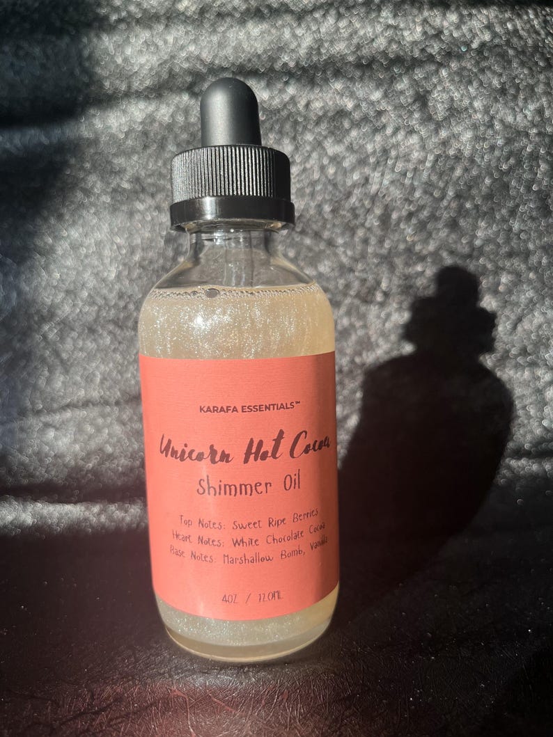 Unicorn Hot Cocoa Moisturizing Body Shimmer Oil by Karafa Essentials - Etsy