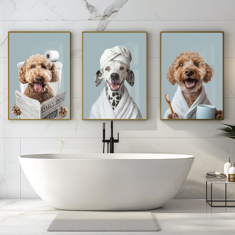 Dog on a Toilet Drawing - Etsy