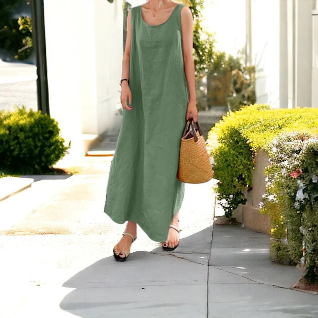 Long Summer Linen Dress, Boho Linen Dress, Bohemian Summer Dress, Linen ...