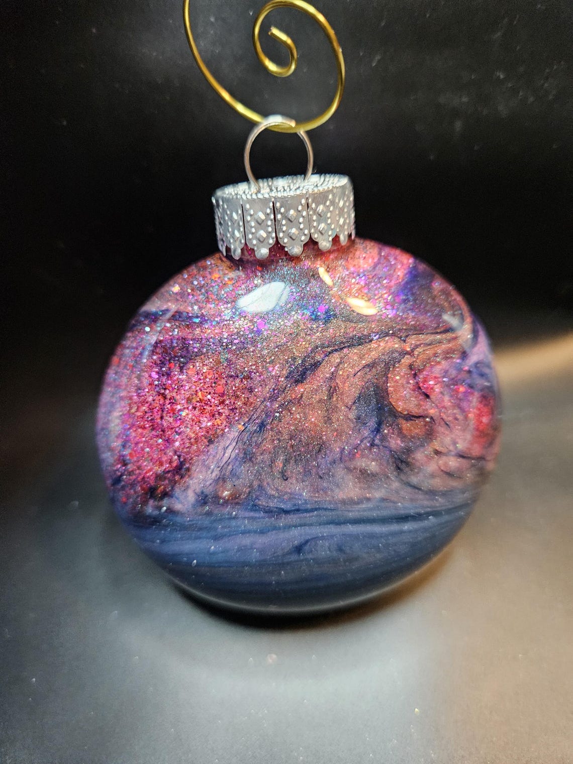 Beautiful Alcohol Ink Resin Swirl Ornament Art Shatterproof Glitter ...
